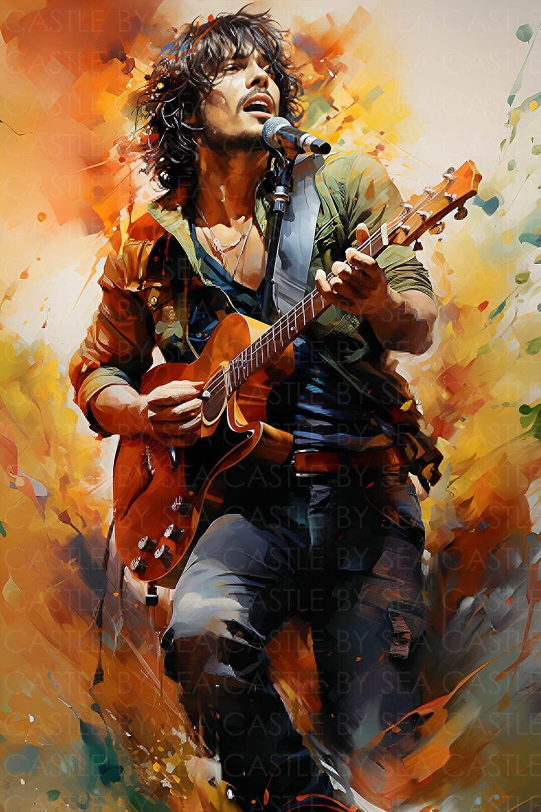 Printable Art - Singer's Spotlight - A 1970s Singer on Stage - Music ...