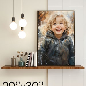 Printable Art - Rainy Day Delight - A Blond Toddler in A Coat Enjoying Daytime Drizzle ...