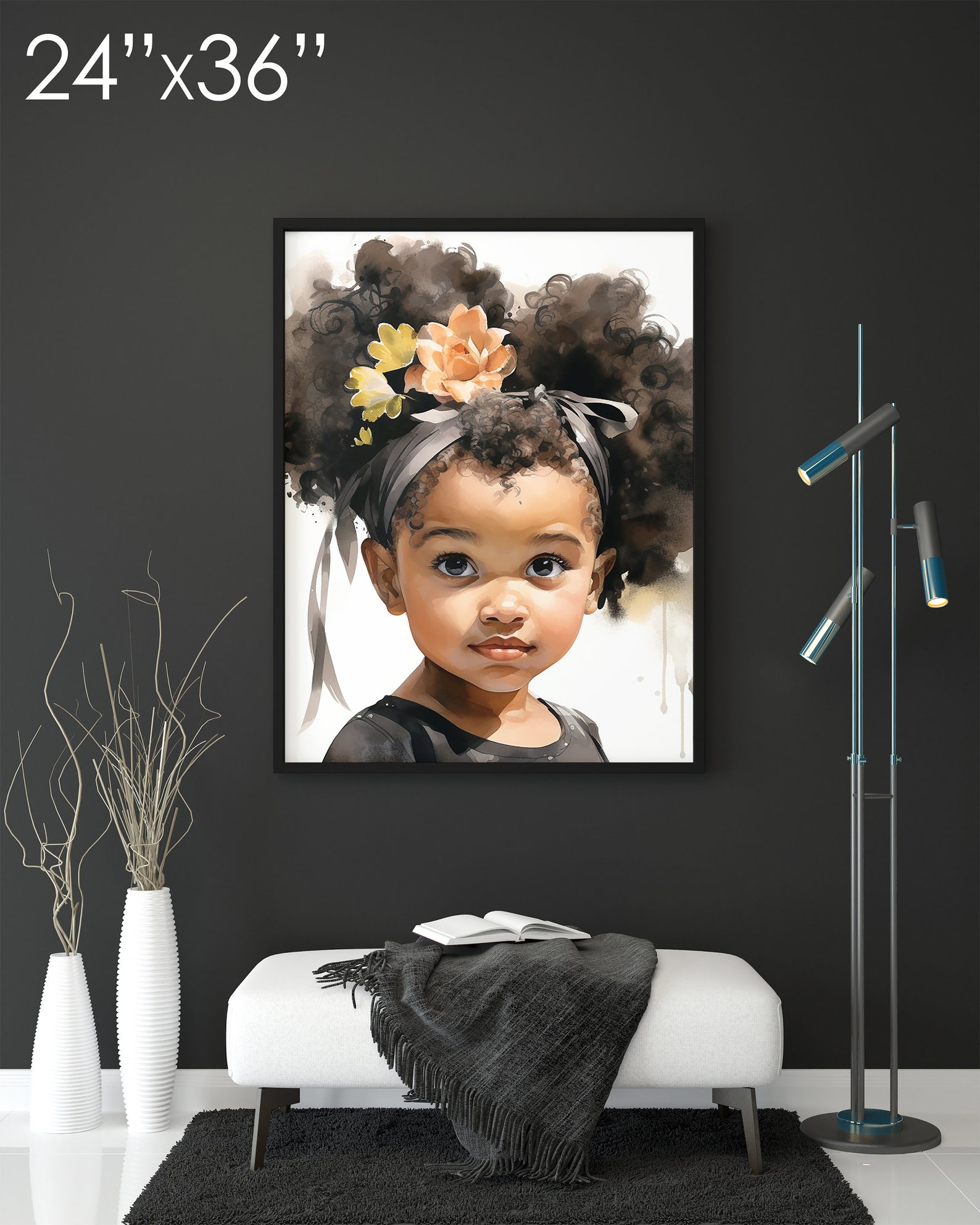 Tiny Trendsetter Printable Wall Art, Black Toddler Girl Portrait Print ...