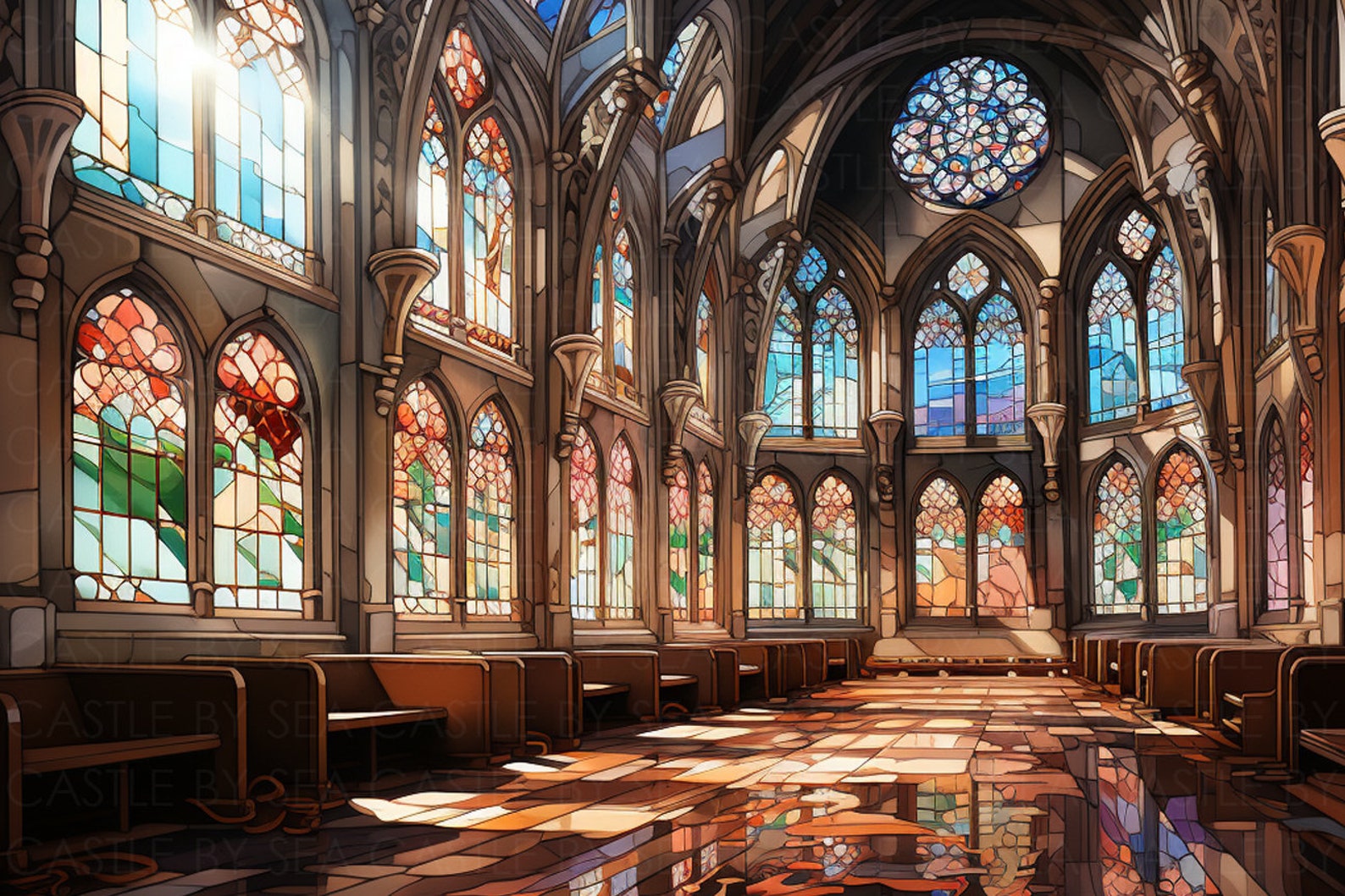 Printable Art - Heavenly Hues - Beautiful Stained Glass Windows in A ...