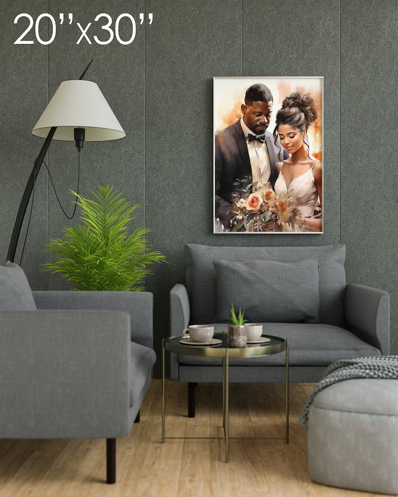 Printable Art - Unity in Love - A Black Bride and Groom Share A Tender ...