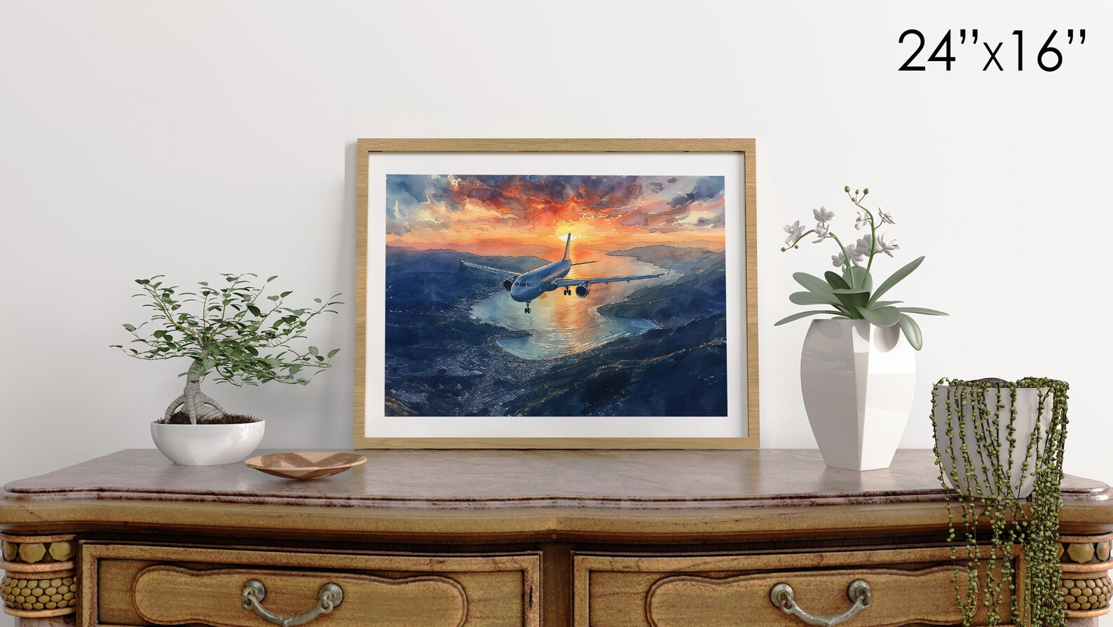Digital Art - Flight of Fancy - Airplane Over Sunset Coastline ...