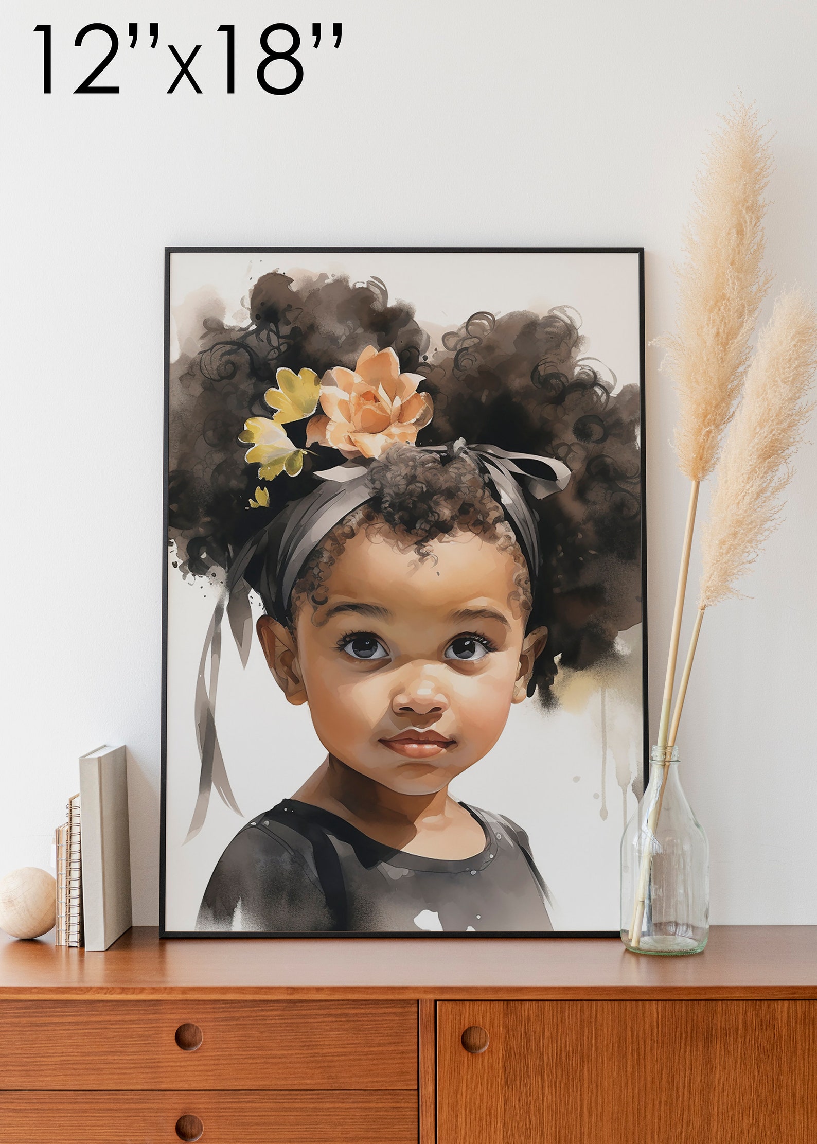 Tiny Trendsetter Printable Wall Art, Black Toddler Girl Portrait Print ...