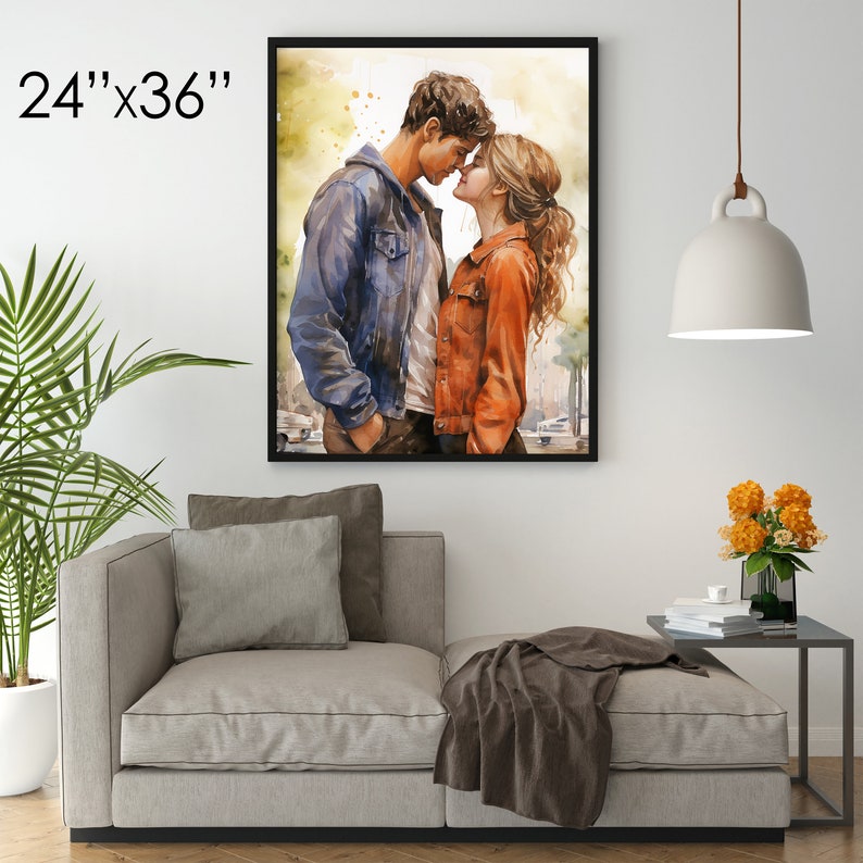 Printable Art - Adolescent Affection - Teenage Boy and Girl Sharing A ...