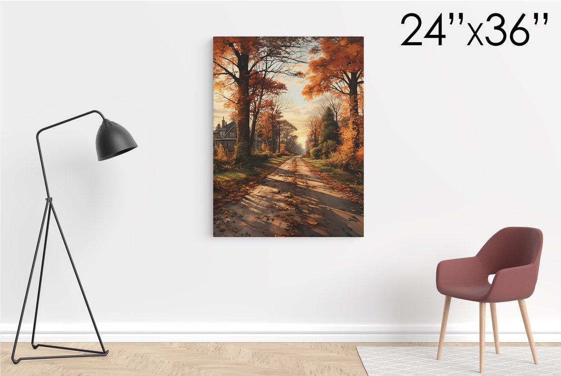 Printable Art - the Golden Path - Fall Foliage Embracing A Dirt Road ...
