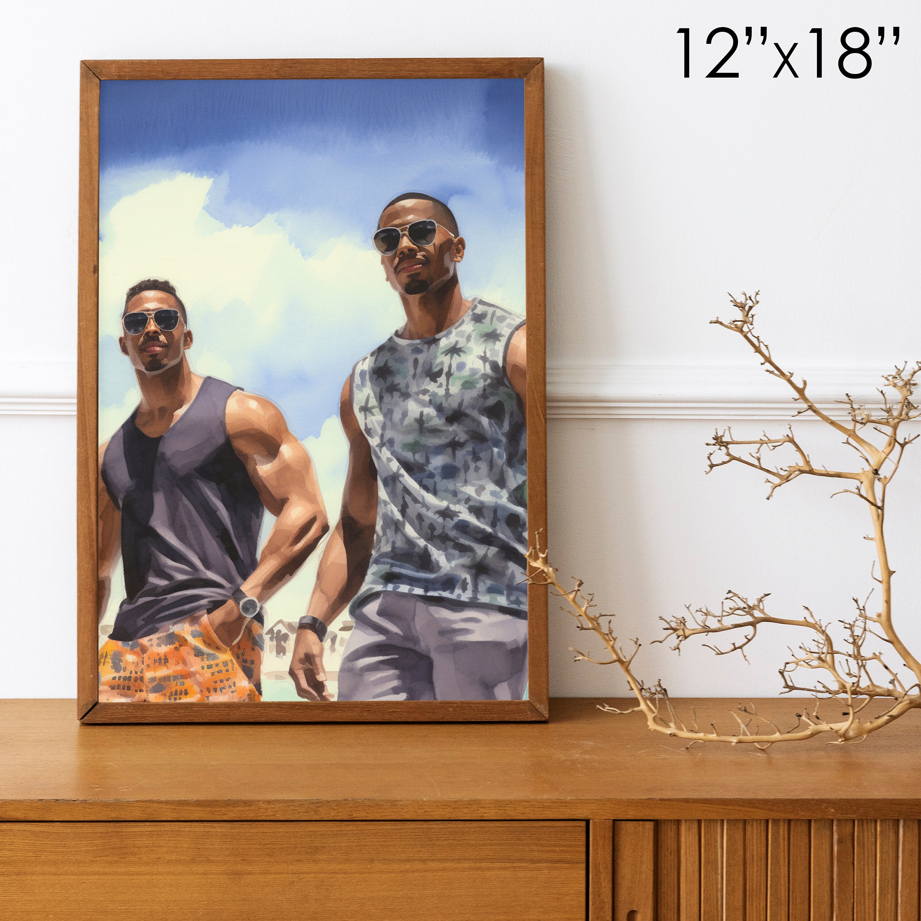 Printable Art - Beachfront Swagger - Black Men in Sunglasses Walking ...