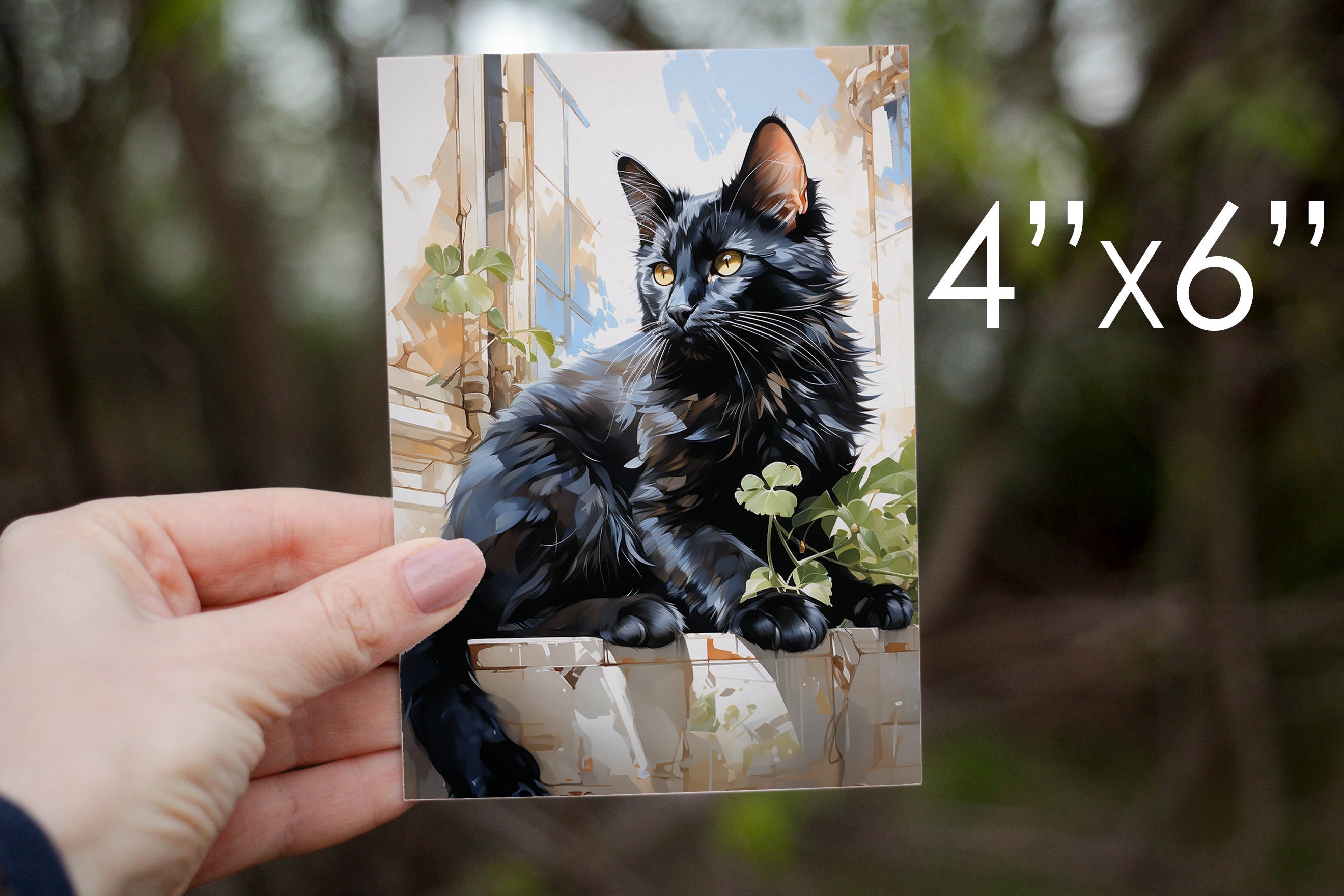 Printable Art - Sunny Sill - A Black Cat Enjoying A Sunny Day on A ...