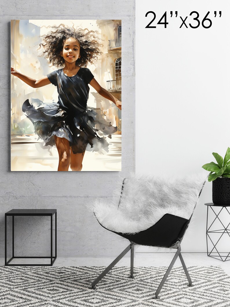 Printable Art - Soulful Steps - Black Girl Dancing Outside in A Black ...