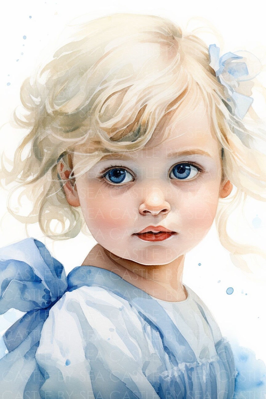 Printable Art - A Splash of Blue - A Blonde-haired Blue-eyed Toddler ...