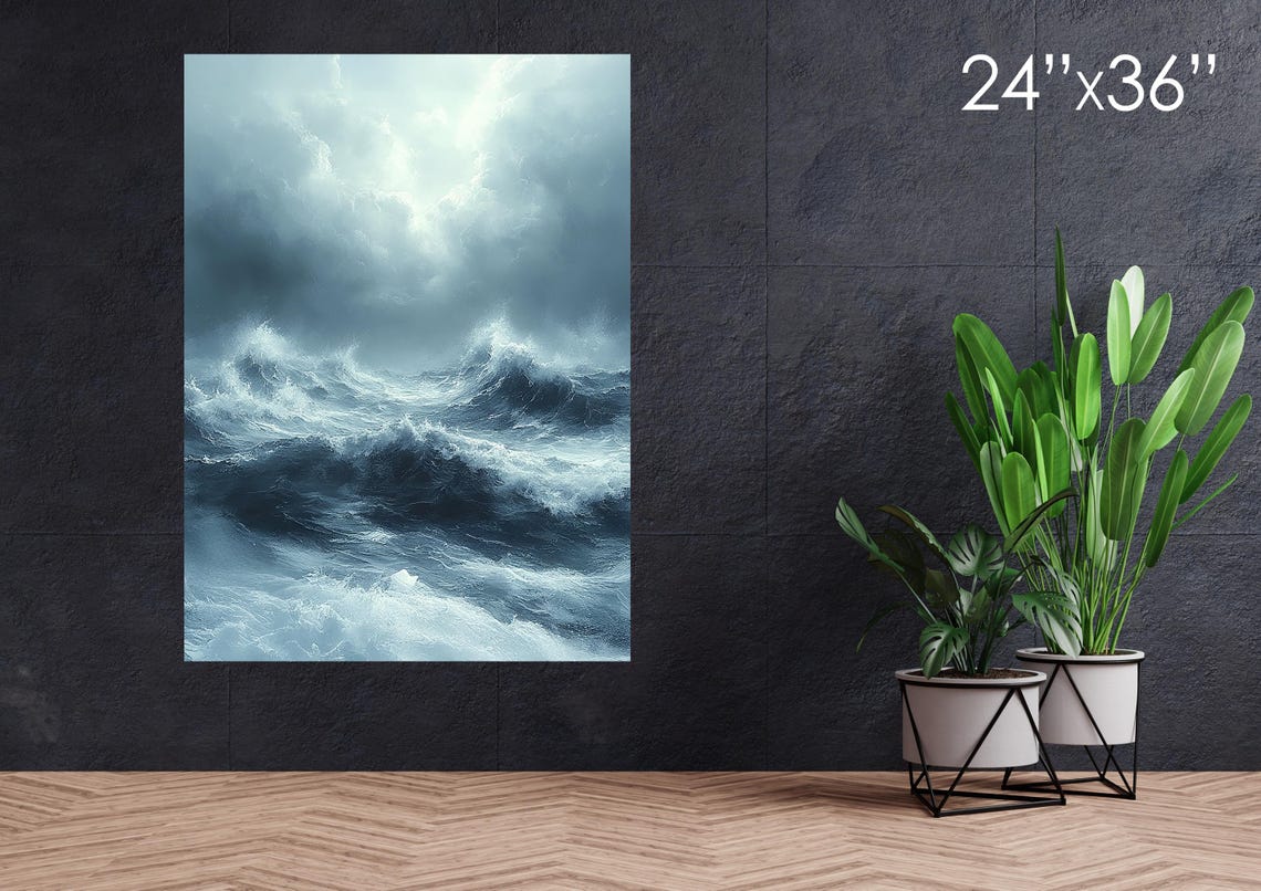 Stormy Ocean Waves Watercolor Art Print (digital Download) - Etsy