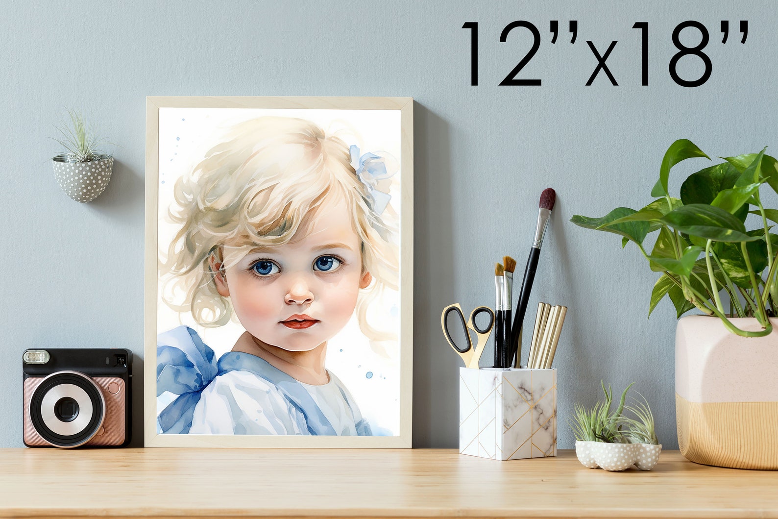 Printable Art - A Splash of Blue - A Blonde-haired Blue-eyed Toddler ...