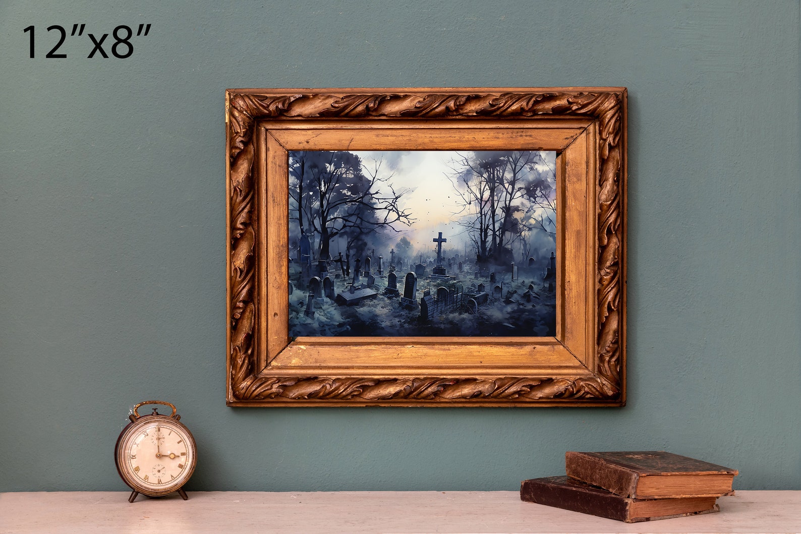 Printable Art - Haunting Hour - A Spooky Cemetery Scene at Midnight ...