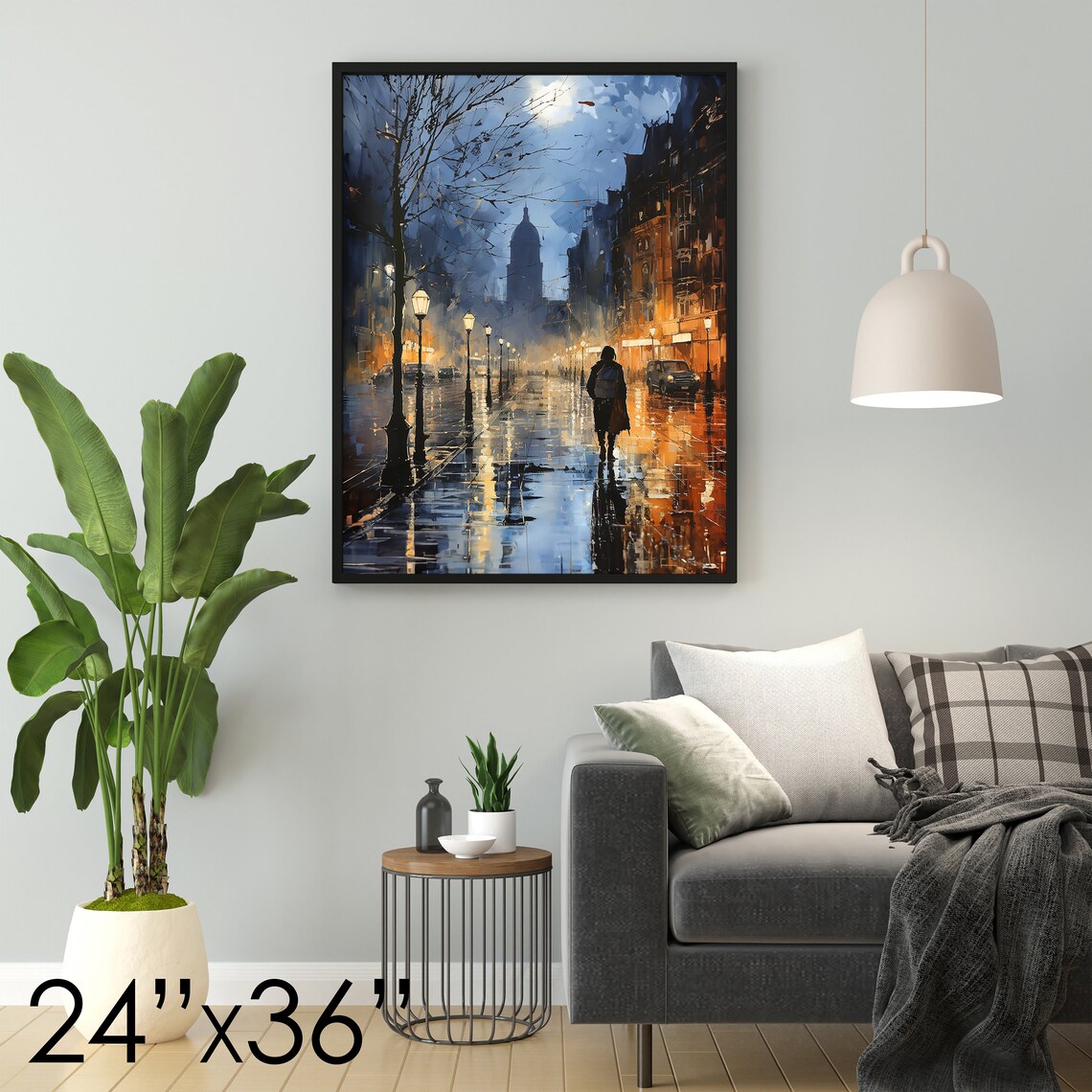 Printable Art - Alone With the City - A Lone Figure Walking Down an ...