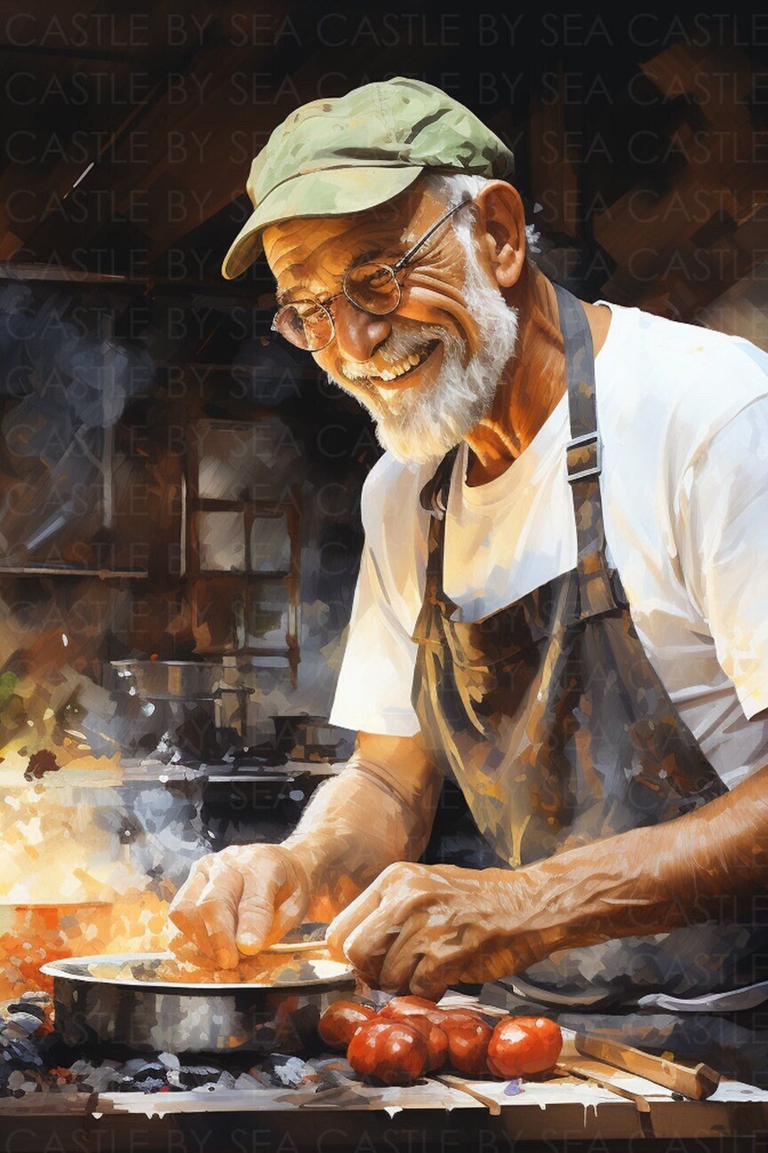 Printable Art - Masterful Moments - an Older Chef Having Fun in the ...