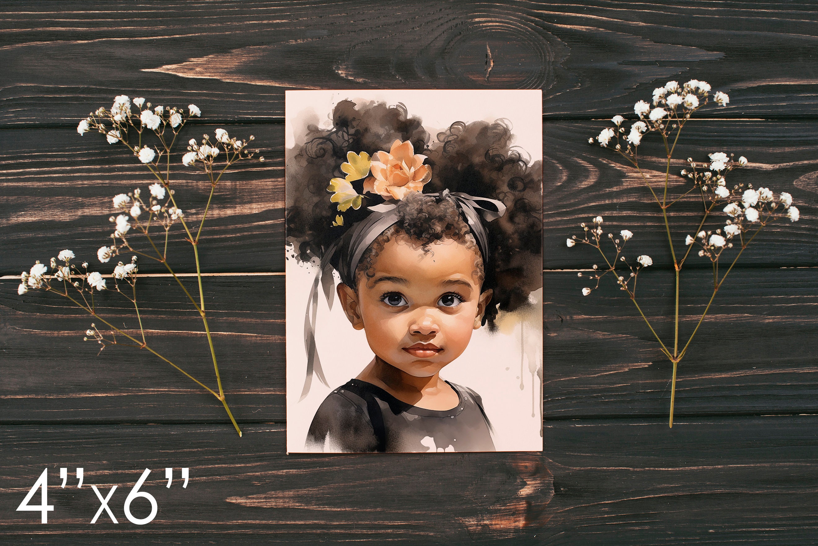 Tiny Trendsetter Printable Wall Art, Black Toddler Girl Portrait Print ...