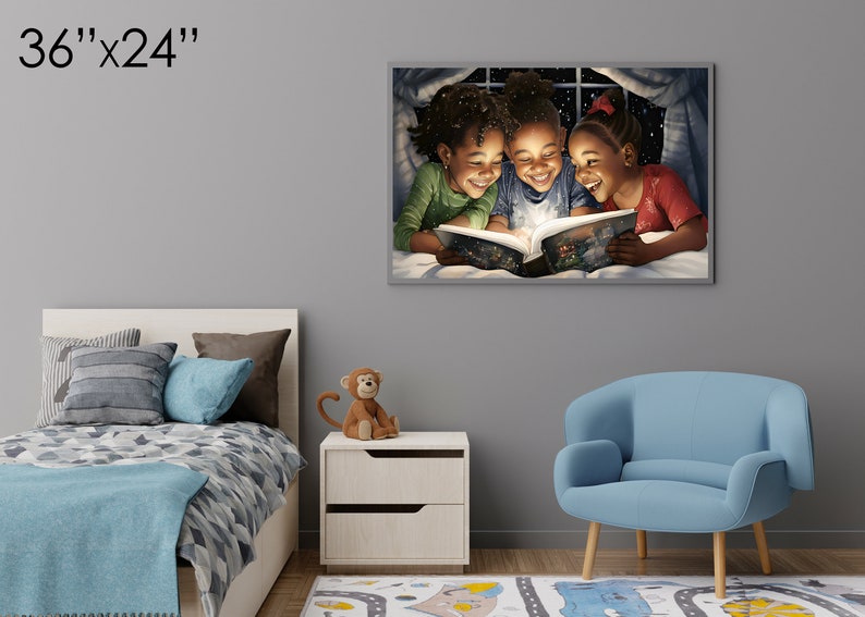 Printable Art - the Gift of Christmas Stories - Black Children Reading ...