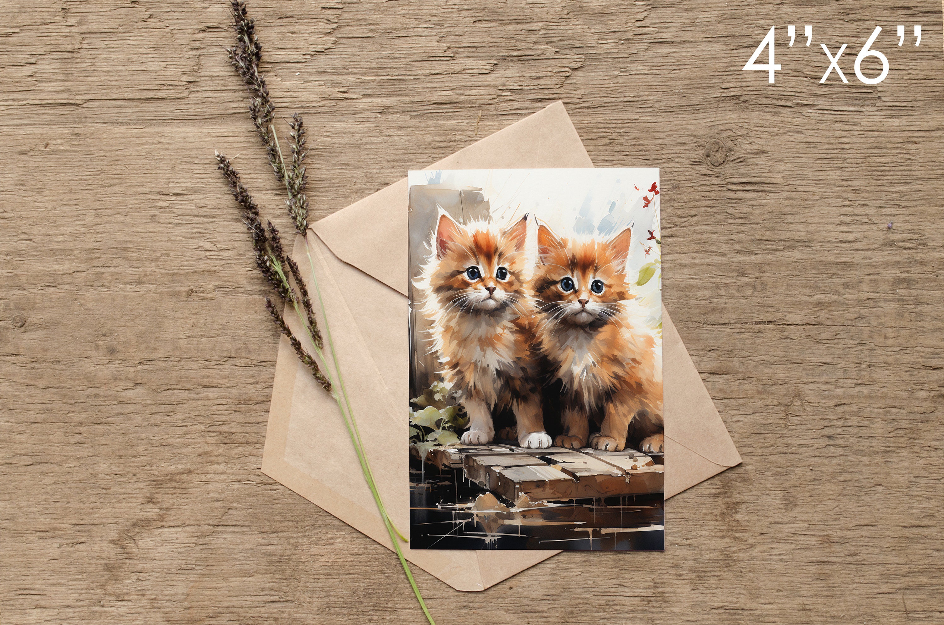 Printable Art - Tangerine Tabbies - Twin Tabby Kittens - Watercolor Art ...