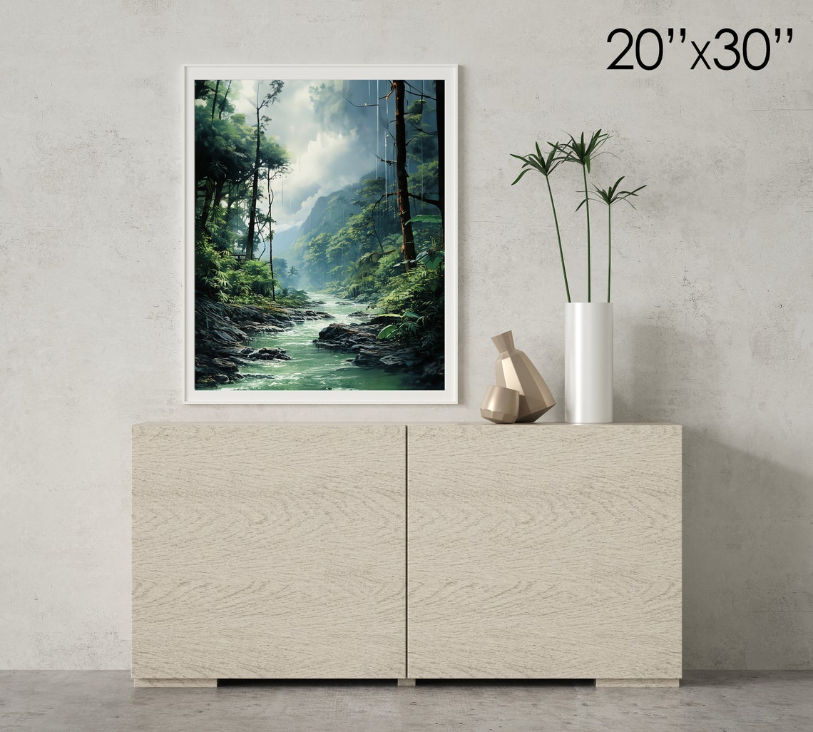 Printable Art - Jungle Rainfall - Rain Falling in A Rainforest ...