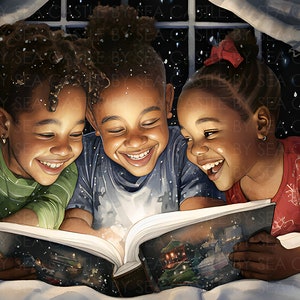 Printable Art - the Gift of Christmas Stories - Black Children Reading ...