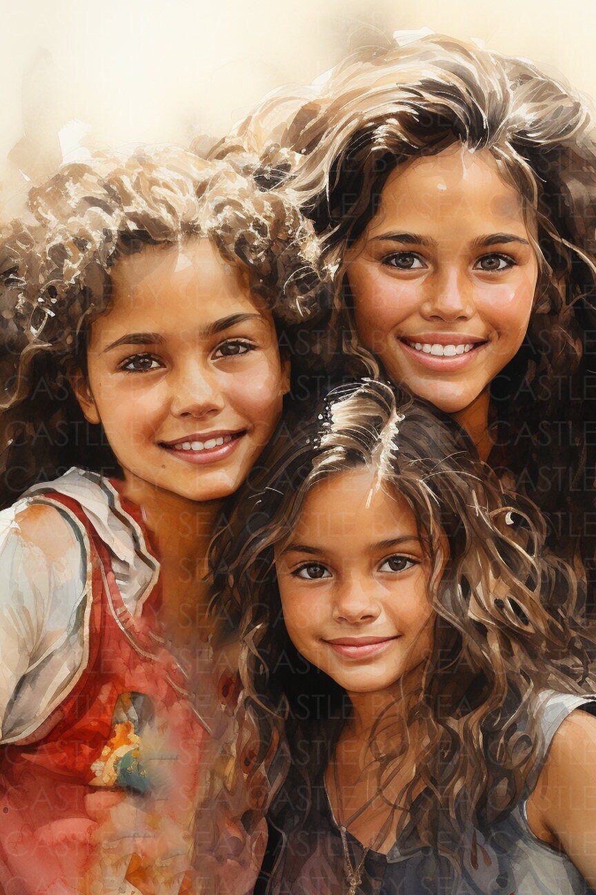 Printable Art - Timeless Ties - Three Hispanic Girls Posing for Picture ...