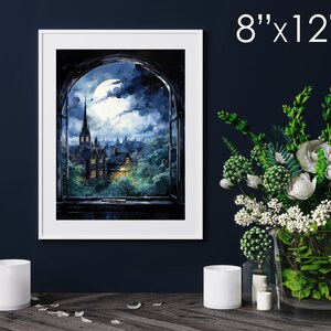 Printable Art - Inkwell Night - Dark Summer Night View From a Window of ...
