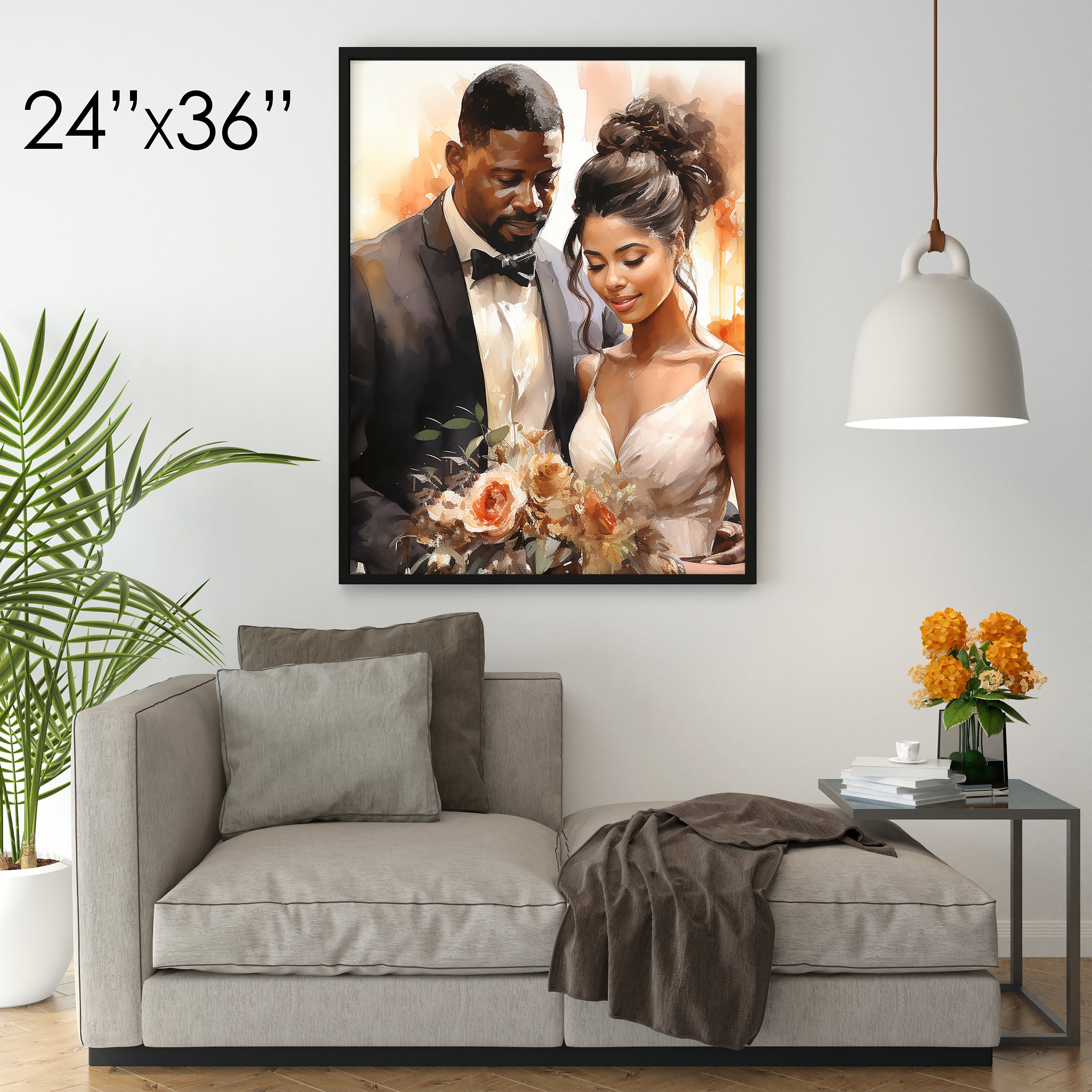 Printable Art - Unity in Love - A Black Bride and Groom Share A Tender ...