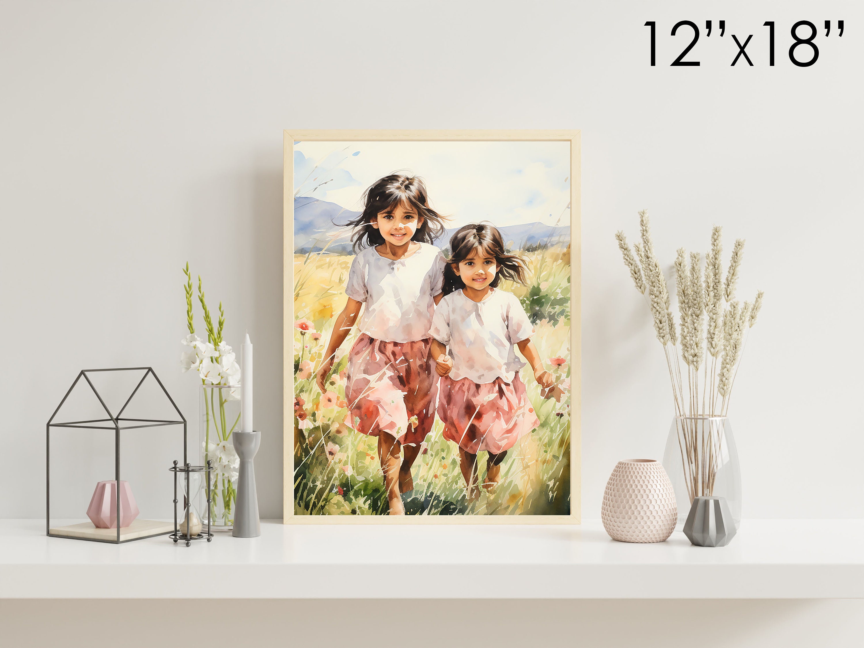 Printable Art - Sunshine Siblings - Two Sisters Walking Through A ...