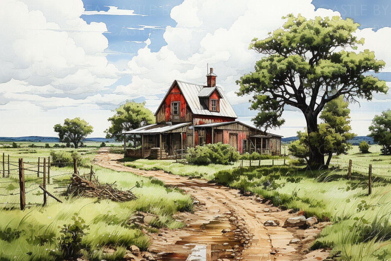 Printable Art - Countryside Charm - A Barn in the Country at the End of ...