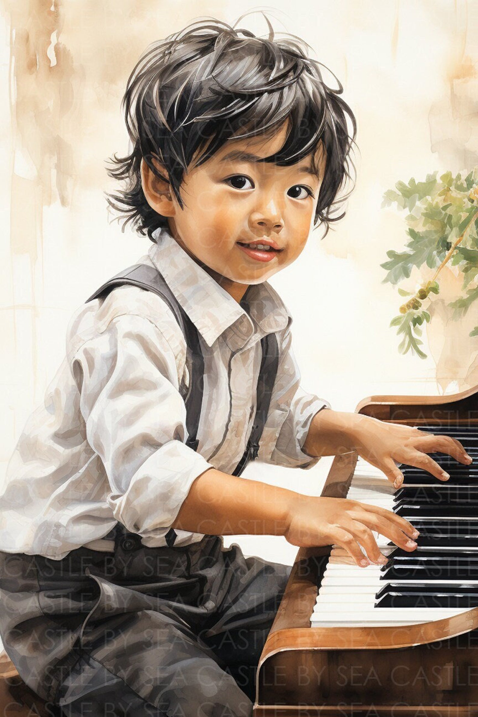 Printable Art - Little Maestro's Moment - A Cute Asian Toddler ...