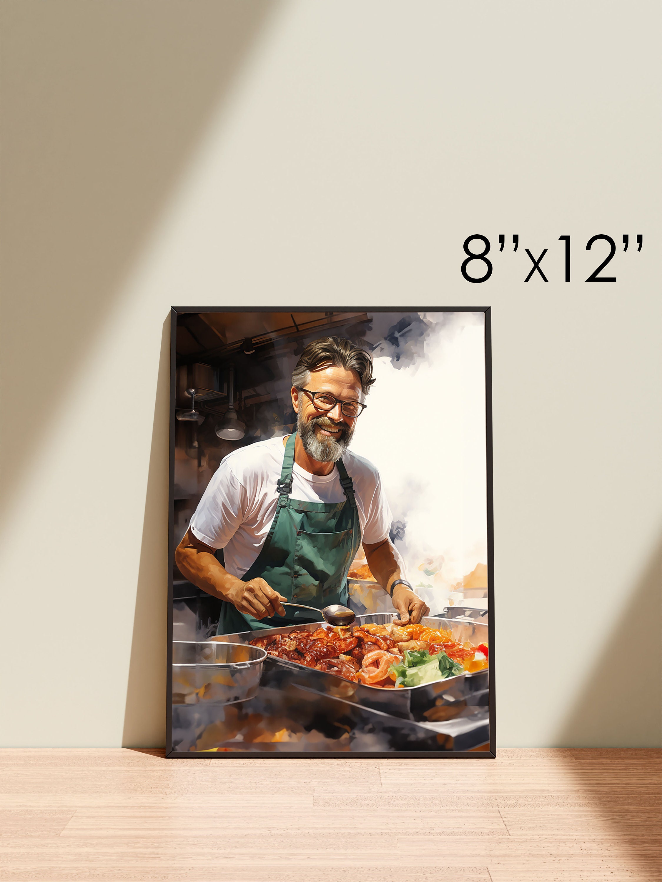 Printable Art the Joyful Chef A Smiling Chef Standing Over A Pan of ...