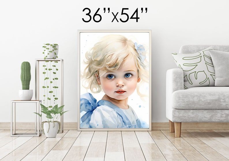 Printable Art - A Splash of Blue - A Blonde-haired Blue-eyed Toddler ...