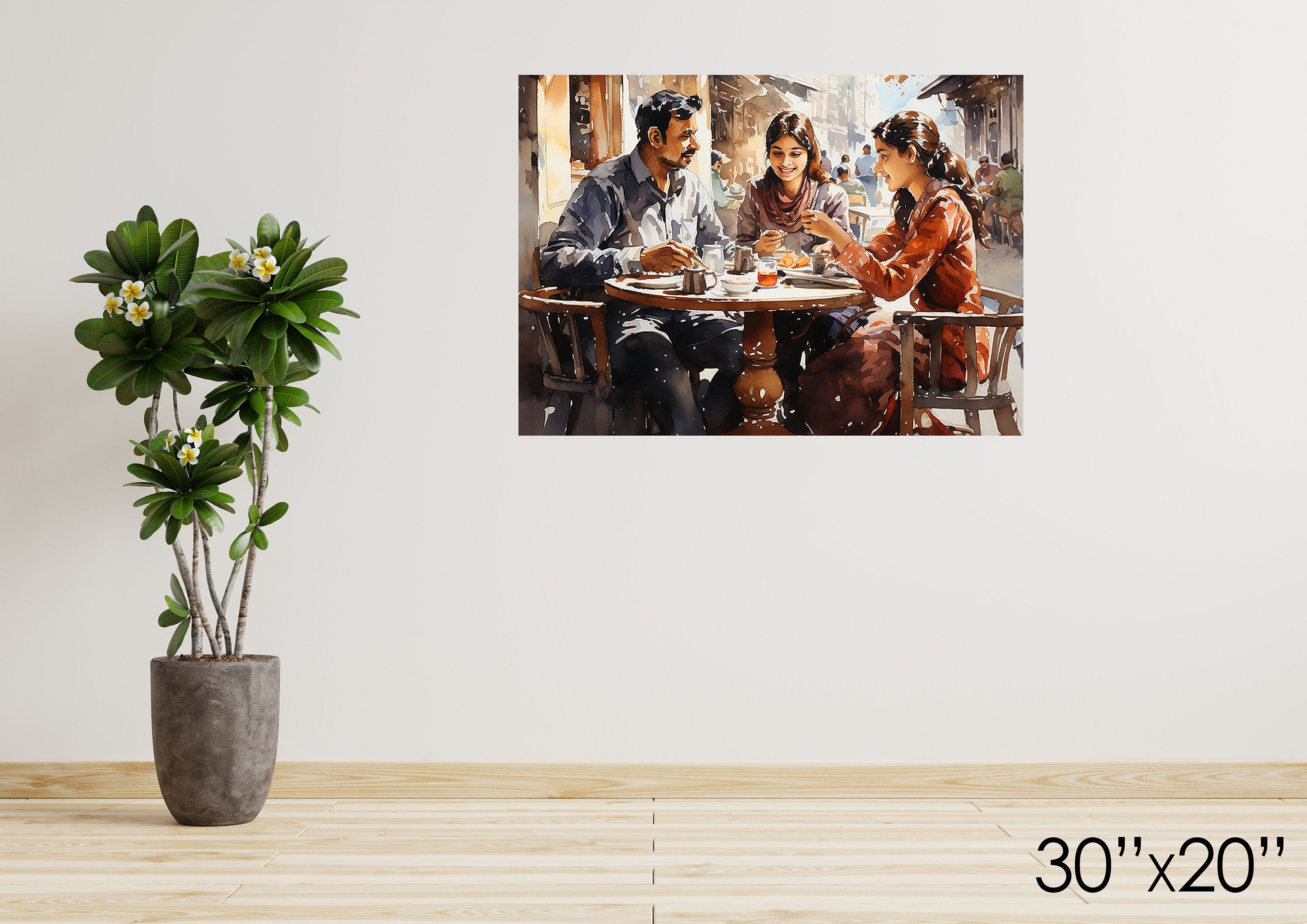 Digital Art - Chai-time Chat - an Indian Man and Women Sitting Oudoors ...