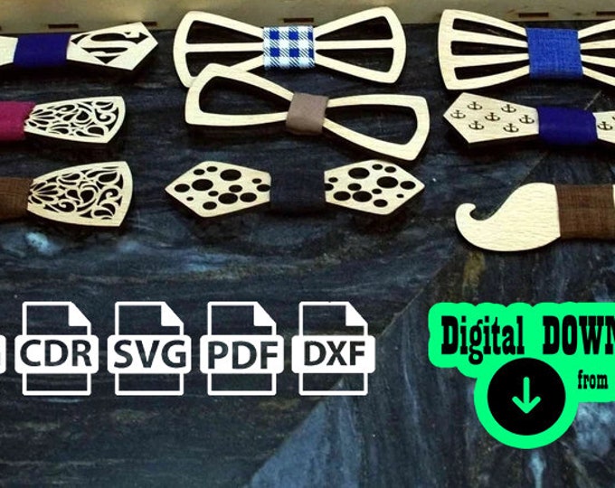 Bow Ties Bundle 9 Ties .laser Cut Files SVG DXF CDR Vector Plans, Files ...