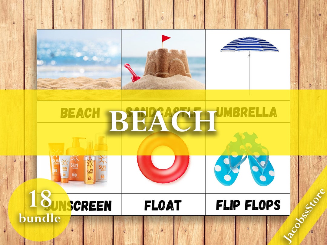 BEACH FLASHCARDS 18 Editable Flashcards for Kids Flash - Etsy