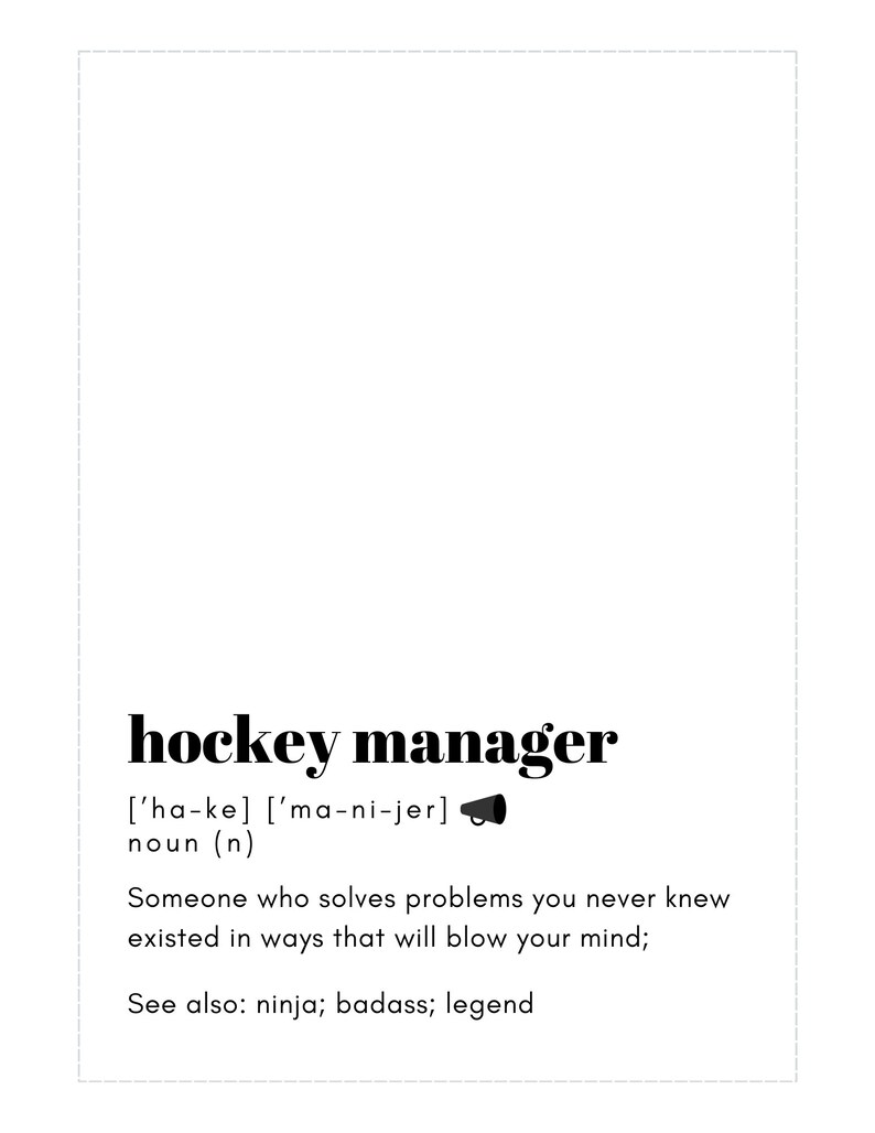 Hockey Manager Thank You Card - Etsy