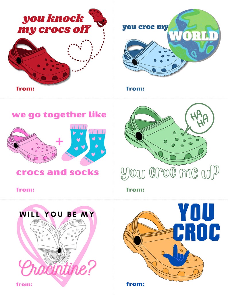 Printable Croc Valentines - Etsy