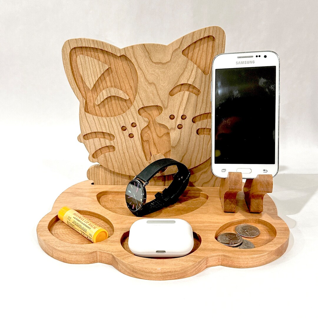 New Look Art Cat Phone Holder Organizer Docking Station Custom ...
