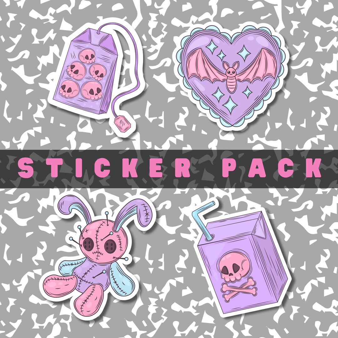 4 Pastel Goth Sticker Pack, Halloween, Laptop Stickers - Etsy