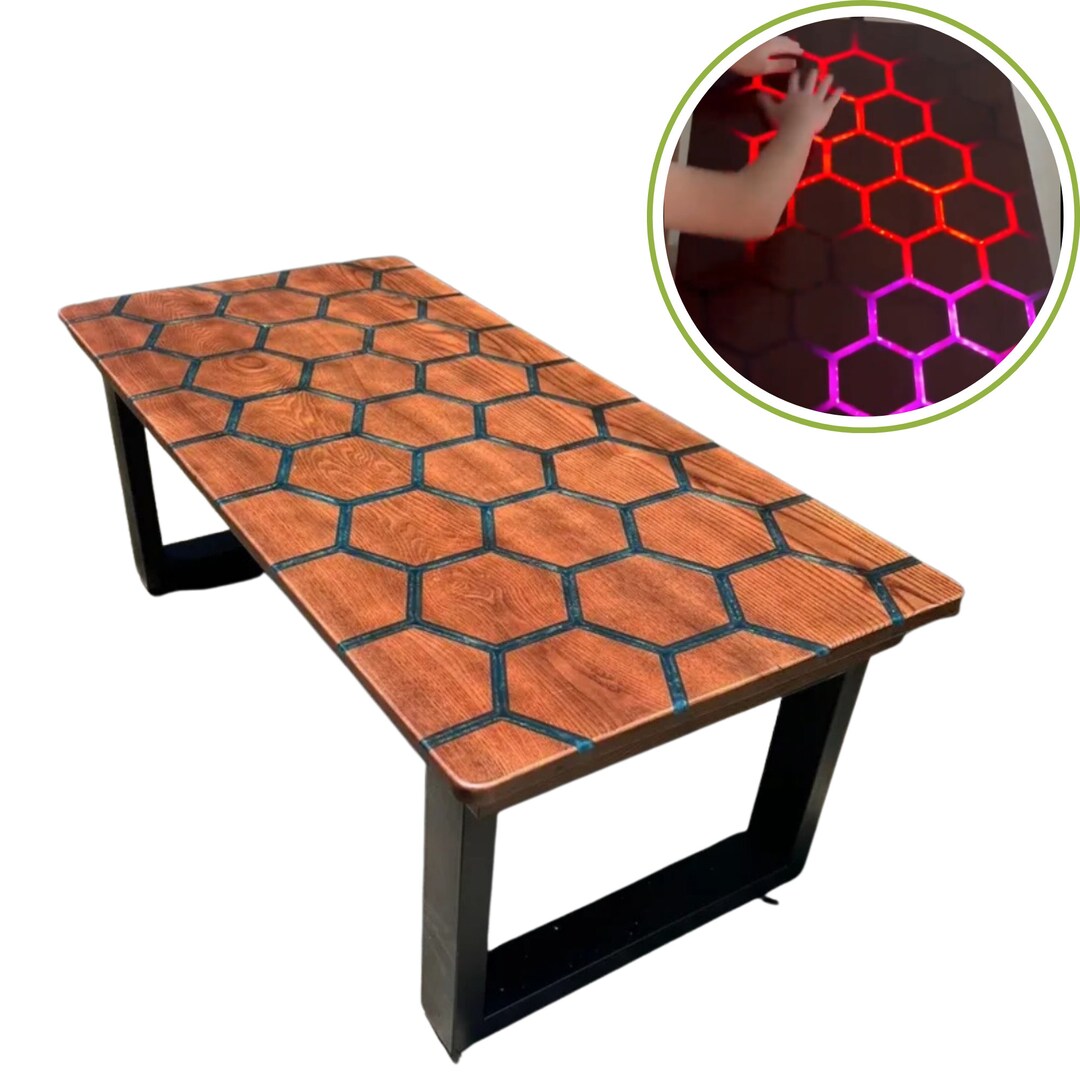 Touch Sensitive Illuminated Table, Hexagon Honeycomb Design Magic ...