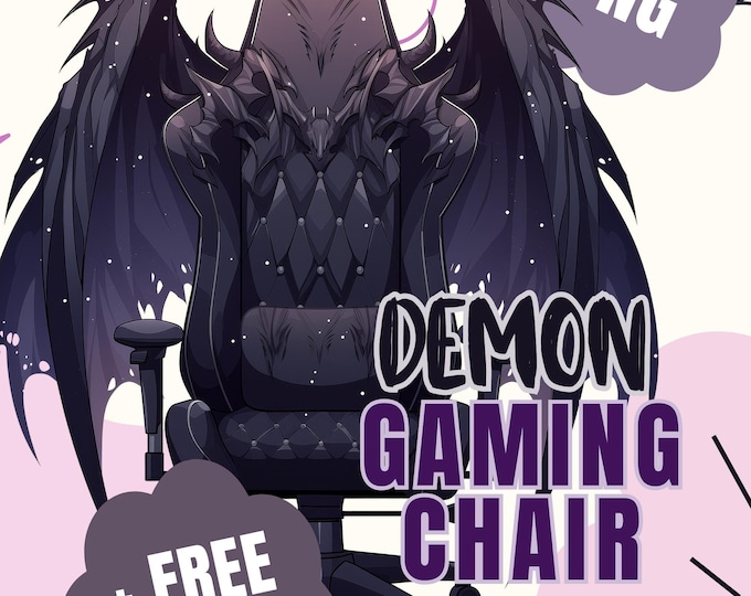 Black Demon Gaming Chair PNG - Vtube Pngtube Streaming Asset - Demon ...