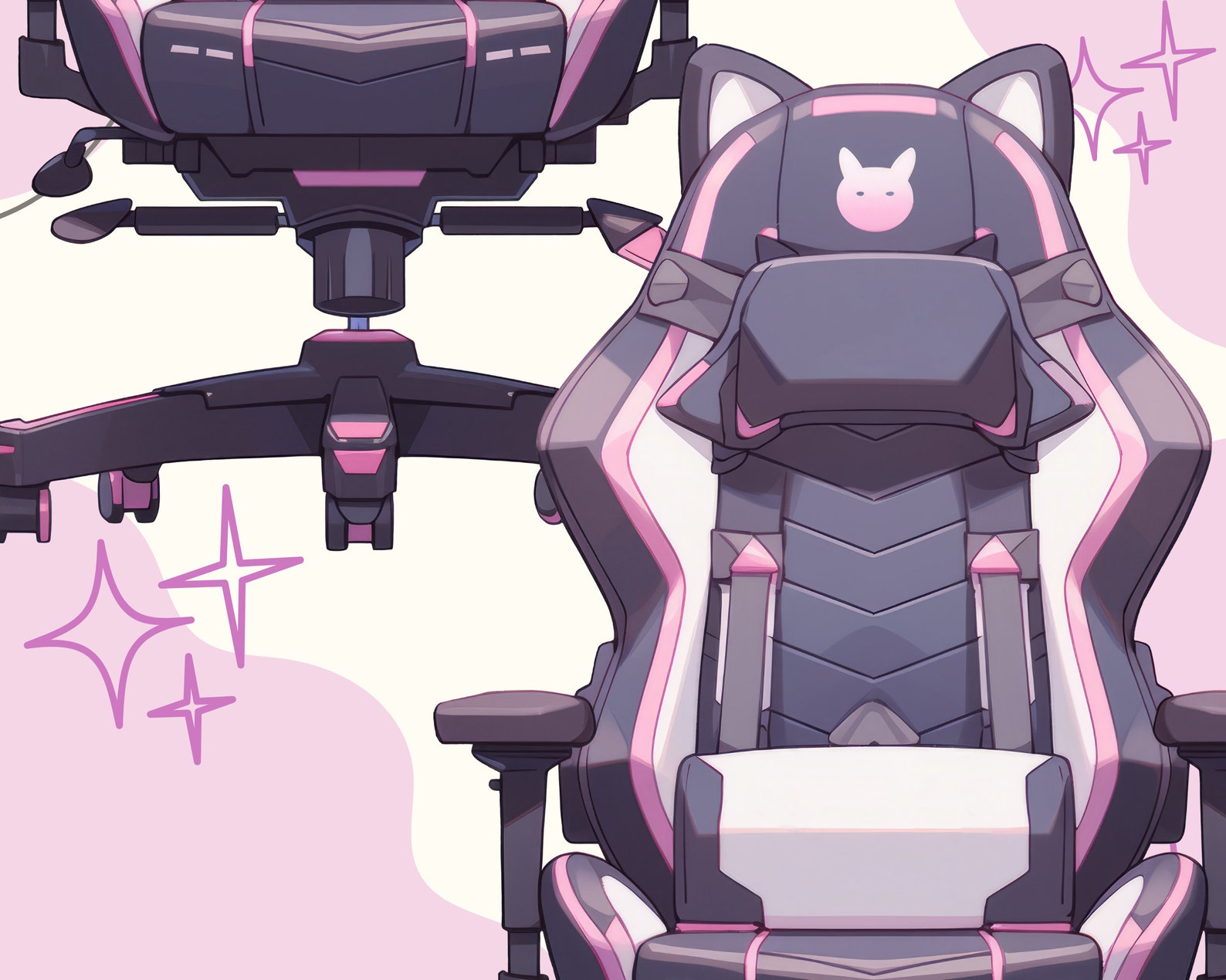 PNG of Vtuber Pngtuber Gaming Chair - Black and Pink - Cat Ears - PNG ...