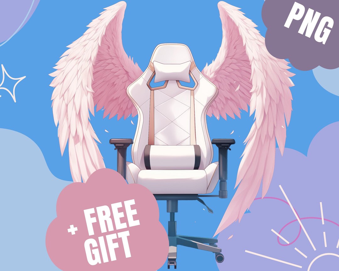 PNG of Vtuber Gaming Chair - Angel Wings - Pink - PNG With Transparent ...