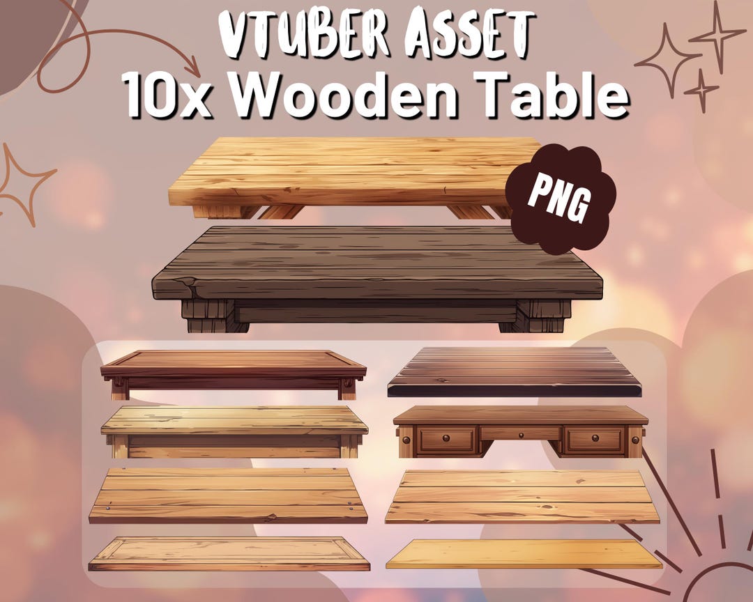 10 Wooden Table Desk Pngs - Vtuber Pngtuber Overlay - Transparent ...