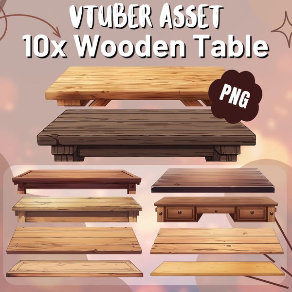 10 Wooden Table Desk Pngs Vtuber Pngtuber Overlay Transparent Assets ...