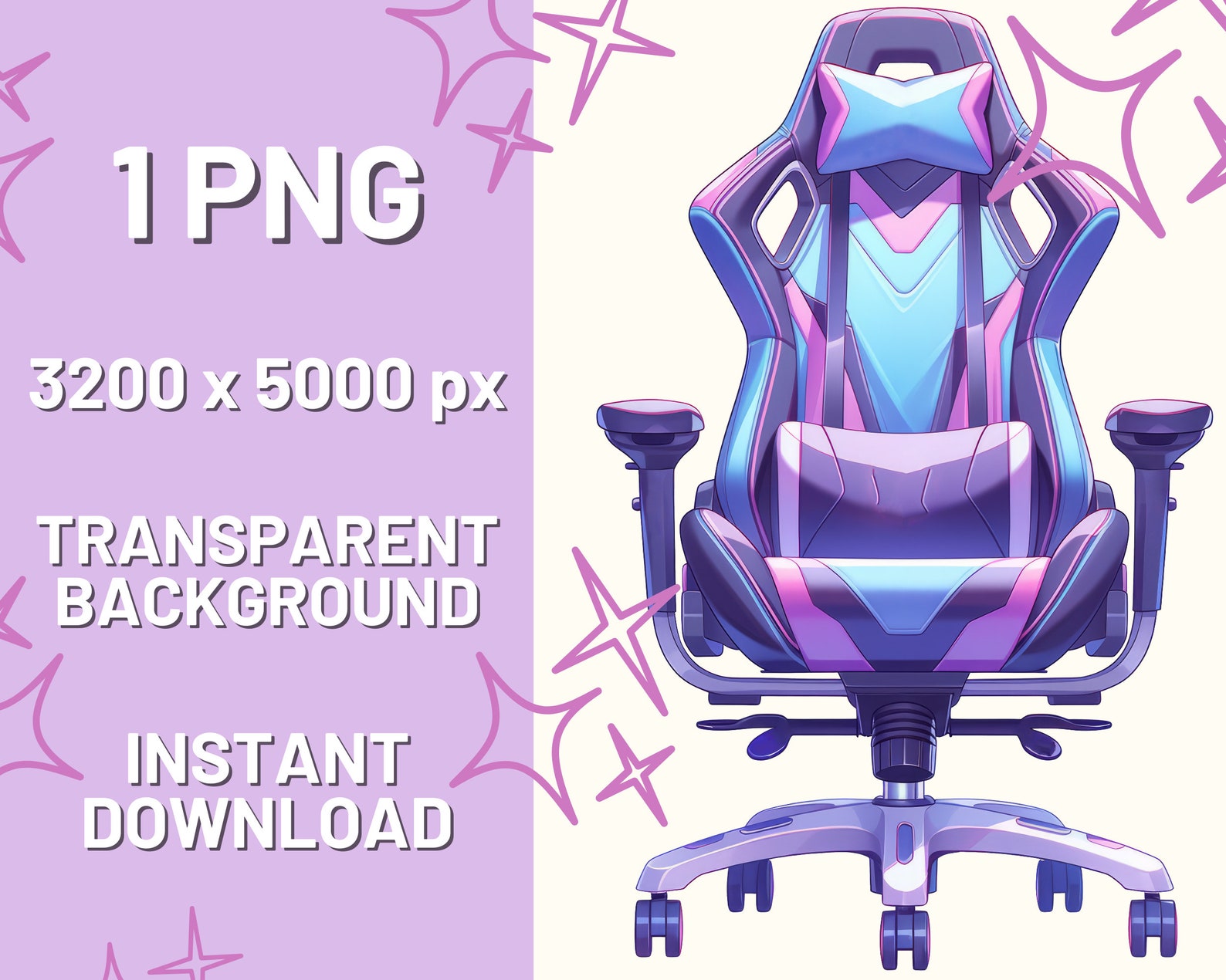 PNG Vtuber Gaming Chair - Purple, Blue and Pink - PNG With Transparent ...