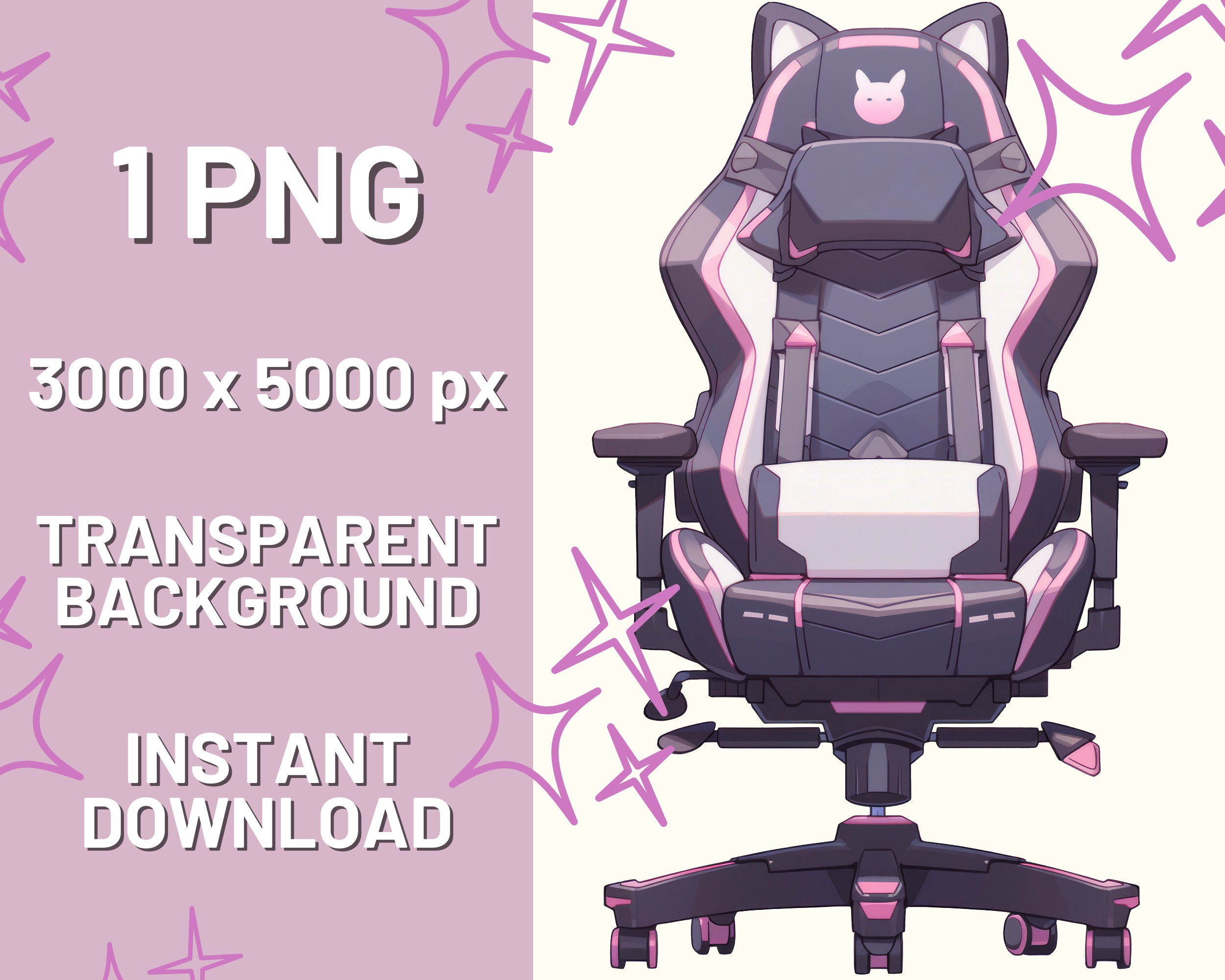 PNG of Vtuber Pngtuber Gaming Chair - Black and Pink - Cat Ears - PNG ...