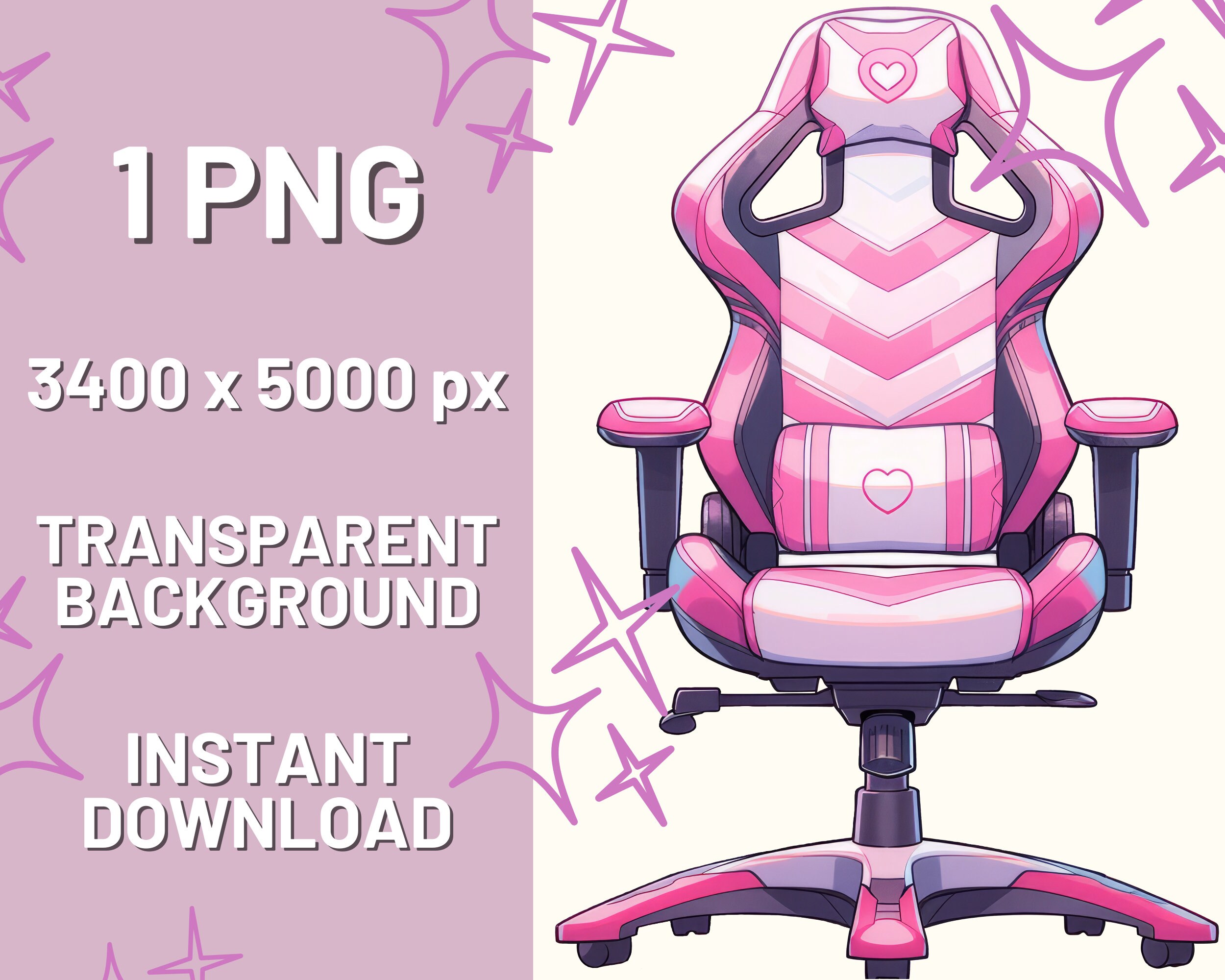PNG of Vtuber Gaming Chair White and Pink Heart PNG With Transparent ...