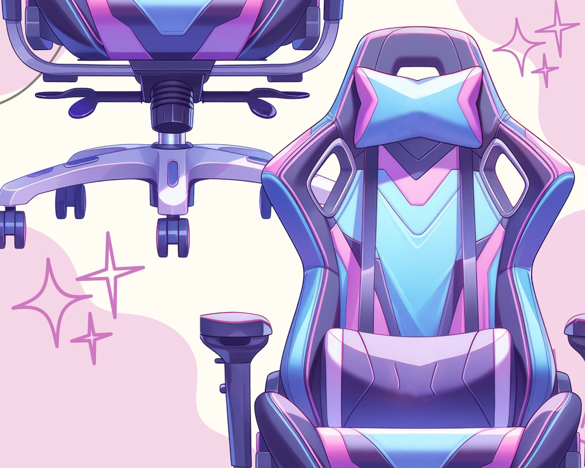 PNG Vtuber Gaming Chair Purple, Blue and Pink PNG With Transparent ...
