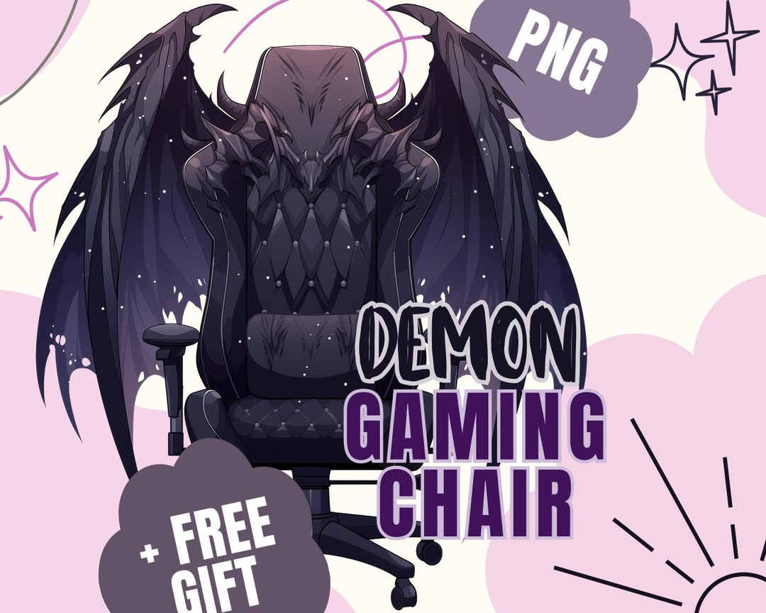 Black Demon Gaming Chair PNG - Vtube Pngtube Streaming Asset - Demon ...