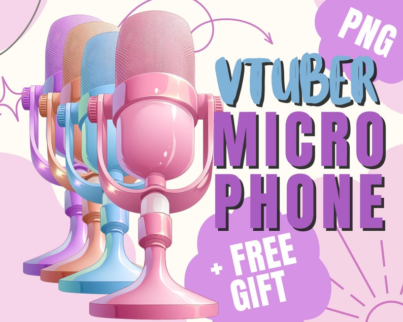 Vtuber Microphone - PNG With Transparent Background - Pink, Blue ...
